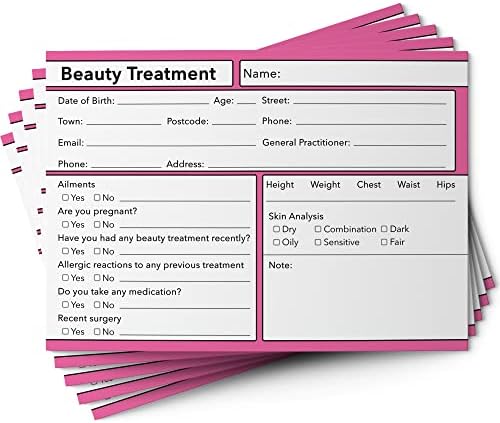 Massage Client Record Card - Treatment Consultation Form for Mobile ...