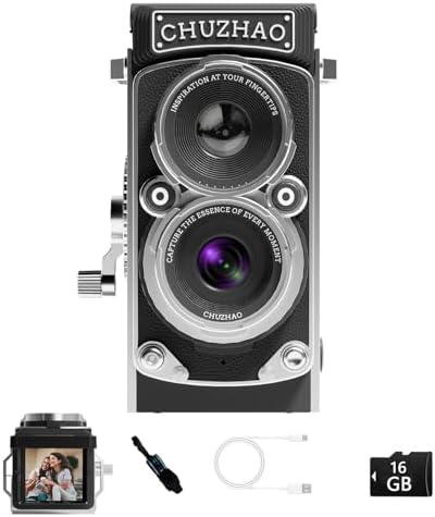 Amazon.com: CHUZHAO Vintage Mini Digital Camera, Portable TLR Style ...