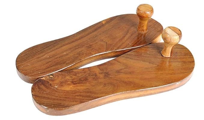 Buy Wooden Cave wooden slippers for men | khadau slipper for men Foot ...