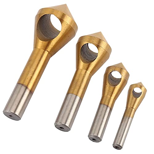 Countersink Chamfer Deburring Drill Bit Set, 4 Pcs Titanium Coated ...