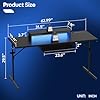 Amazon.com: Bestier 63 Inch Gaming Desk with Power Outlets & LED Lights ...