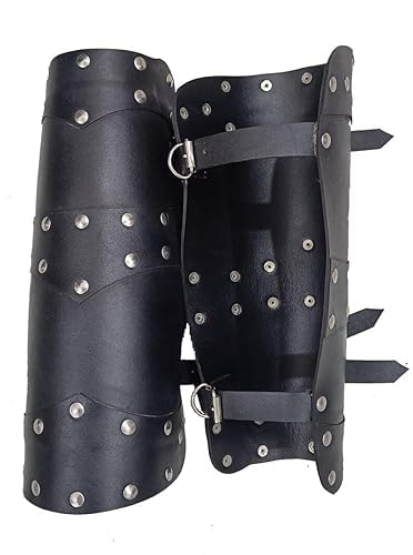 Amazon.com: Medieval Leg Guards Leather Leg Greaves Black Leather ...