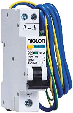 Niglon RCBO1-20/30SS 20 Amp Type B 1 Pole + Neutral 230 Volt 30mA 6kA ...