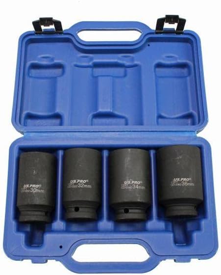 US PRO Tools 4pc 1/2" Dr 12pt Deep Impact Hub Nut Sockets 30 32 34 36mm ...