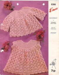 Emu Crochet Pattern 8380, QK, DK, Baby Dress and Coat, Size 20": Amazon ...