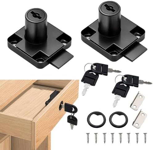2 Pcs Zinc Alloy Cabinet Lock with Keys Security Drawer Lock for ...