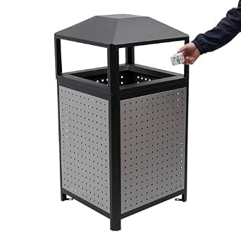 Amazon.com: LyeXD 15 Gallon Trash Can with Top Cover, Steel Garbage Can ...