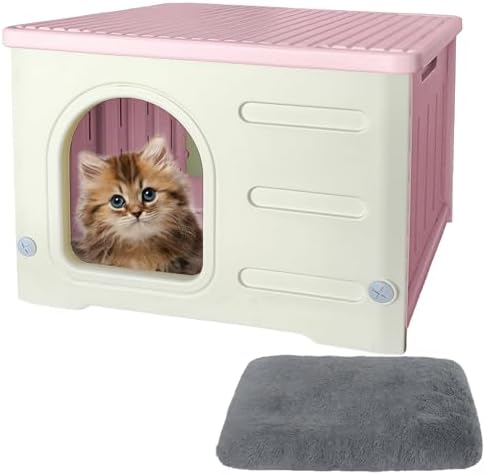 Pempet Plastic Cat House Waterproof Outdoor Cat House Insulated Feral ...