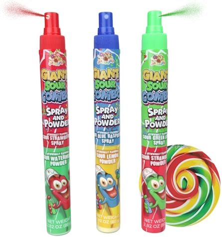 Amazon.com : Giant Sour Spray Candies, Assorted Fruit Flavored Liquid ...