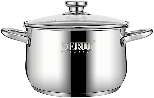 DERUI CREATION Stainless Steel Soup Pot with Glass Lid - 4QT Cooking ...