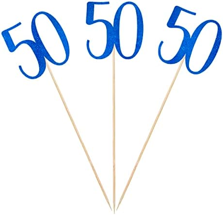 Amazon.com: Blue Glitter 50th Birthday Centerpiece Sticks, 12-Pack ...