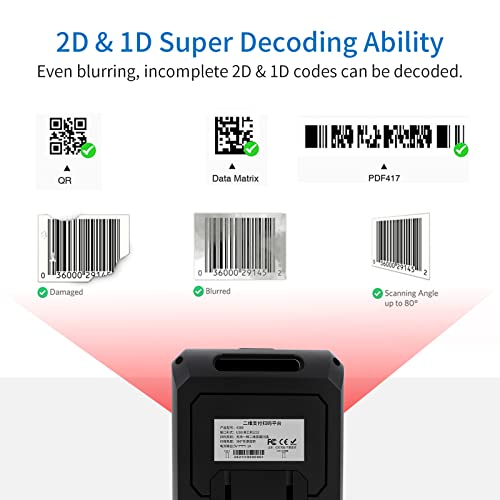 Alacrity Upgraded 2D 1D Desktop Barcode Scanner,Omnidirectional Hands ...