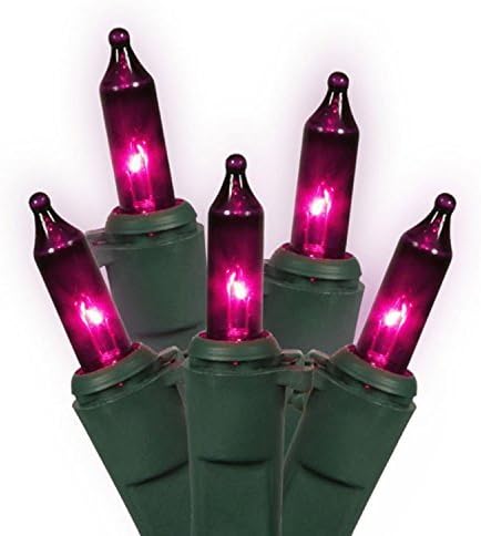 Amazon.com: Set of 50 Pink-Purple Mini Christmas Lights - Green Wire ...
