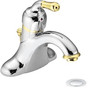 Moen CA4557CP Monticello Chrome/Polished Brass One-Handle Low Arc ...