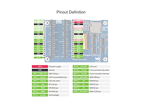 Waveshare 3.5inch Touch Display Module for Raspberry Pi Pico 65K Colors ...
