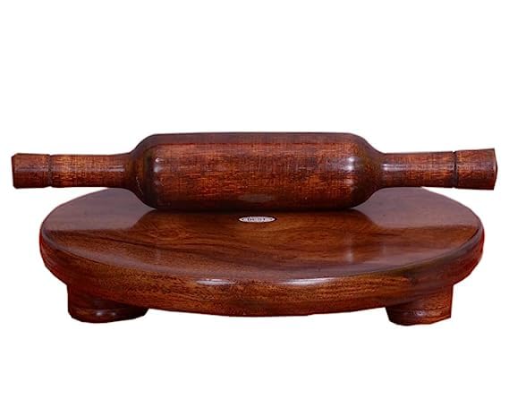 Buy Shan Handicrafts Wooden Sheesham Chakla Belan Set - Kitchenware Use ...