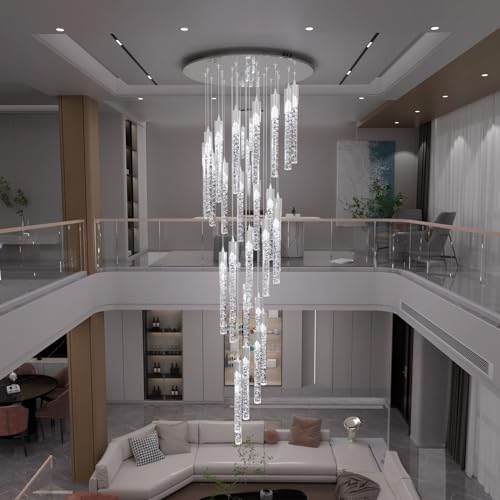 Flashing God High Ceiling Chandeliers Long Spiral Chandeliers for ...