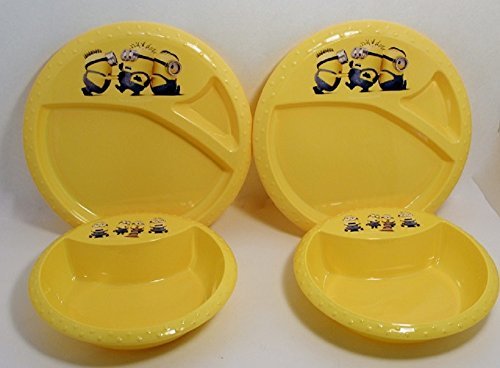 Amazon.com: Minions Dining Set - 4 Item Bundle - 2 Plates & 2 Bowls ...