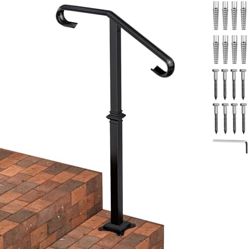 Aatrixkit Single Post Wrought Iron Handrail Stair Railing Handrails for ...