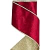 Amazon.com: HUIHUANG 4 Inch Velvet Wired Red Christmas Ribbon - Double ...