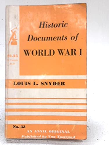 Historic Documents of World War I.: 9780442000332: Amazon.com: Books