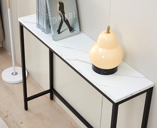 loglus Console Table for Entryway, Faux Marble MDF Sofa Table with ...