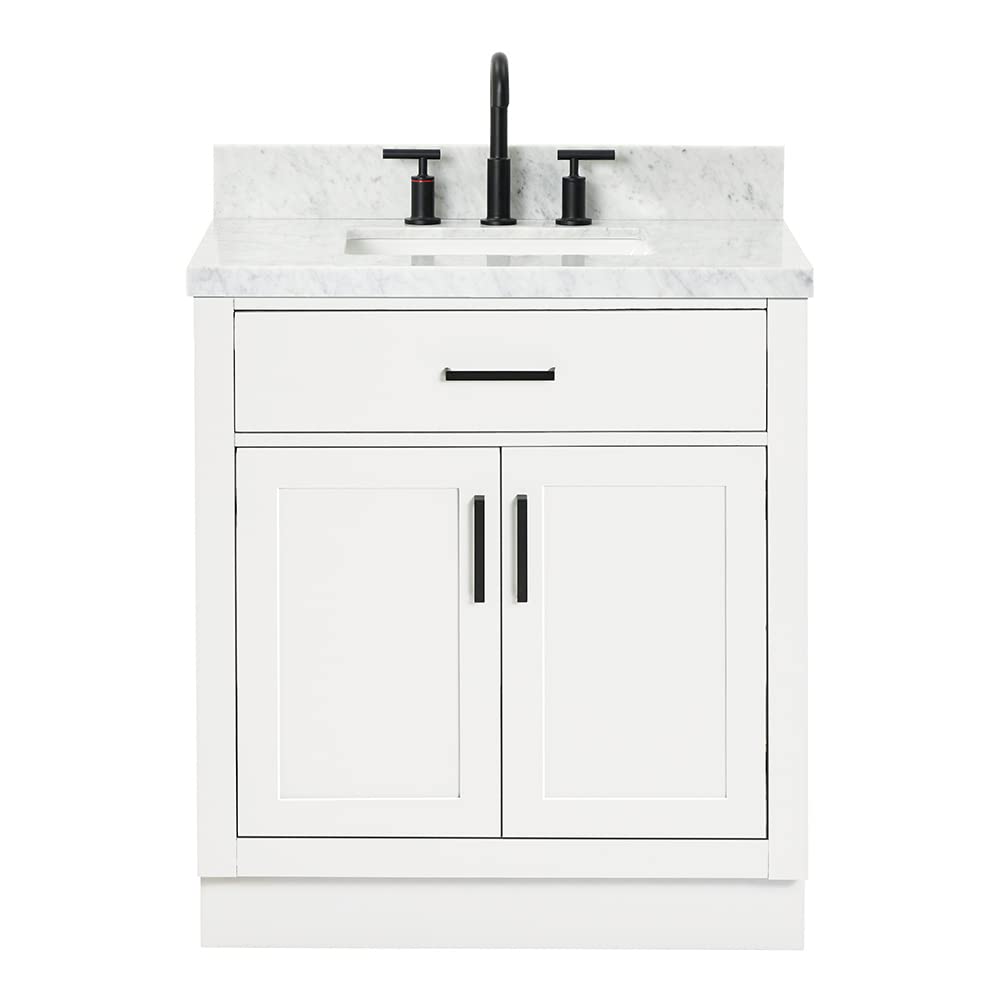 Amazon.com: ARIEL Hepburn 31 Inch Bathroom Vanity with Sink, White ...