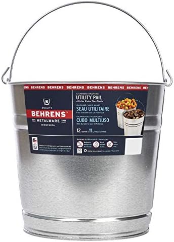 Amazon.com: Behrens 1212GS Galvanized Steel Utility Pail, 12 Quart ...