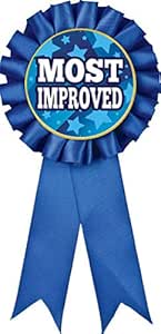 Amazon.com: Most Improved Blue Rosette Ribbon, Most Improved Trophy ...