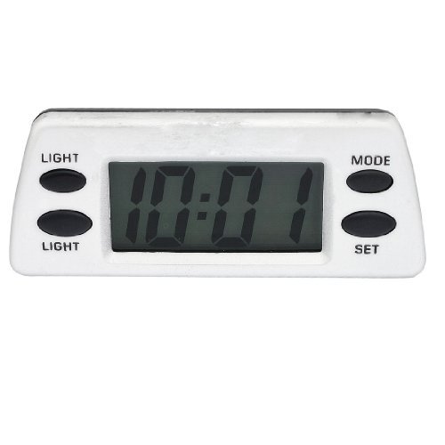 ELECTROPRIME Trapezoid Car LCD Display Digital Clock Silver Tone Black ...