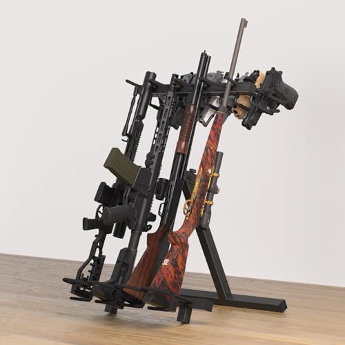 Amazon.com: ikkle Gun Rack, Freestanding Rifle Racks, Heavy Duty Wooden ...