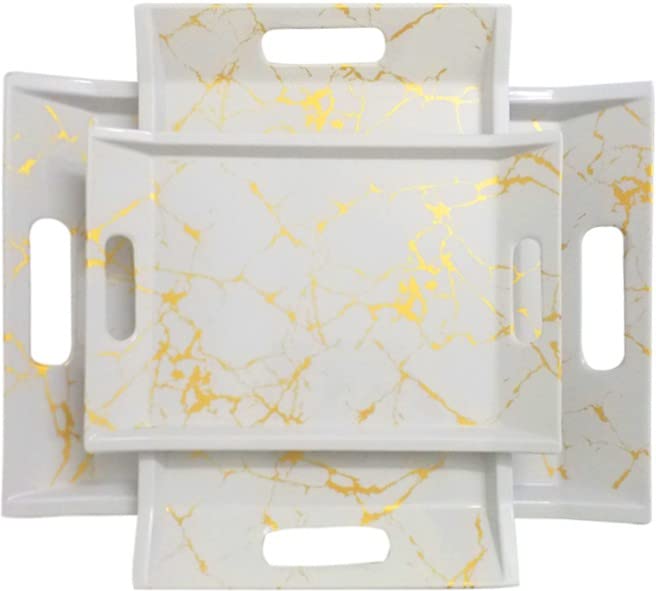 Crystal UPC Melamine Serving Tray Set of 3 (Medium and Large Size ...
