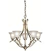 Kichler Dover 5-Light Chandelier in Antique Brass, Alabaster Swirl ...