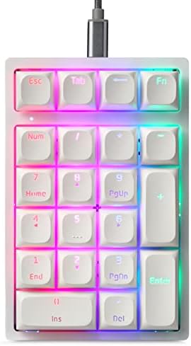Amazon.com: Kisnt Mechanical Number Pad,Hot Swappable Numpad Wired USB 17 Keys Keypad White ...