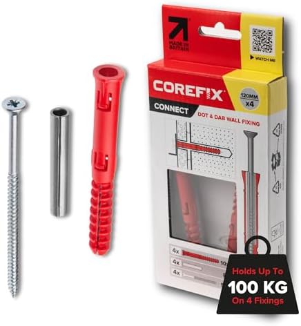 Corefix 4 x 120mm Heavy Duty Dot & Dab Wall Fixings - Plasterboard Over ...