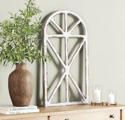 VAS Collection Home MDF Farmhouse Window Frame Wall Decor, Antique ...