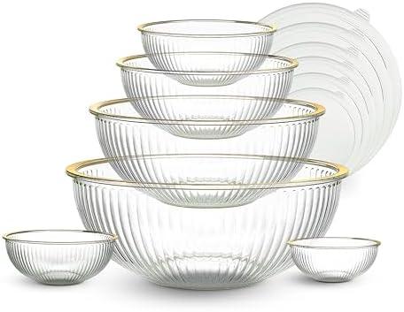 Amazon.com | COOK WITH COLOR 12 Pc Glass Mixing Bowl Set with Lids ...