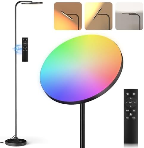 SIBRILLE RGB Floor Lamp, 36W Bright LED Standing Lamp, Stepless Dimming ...