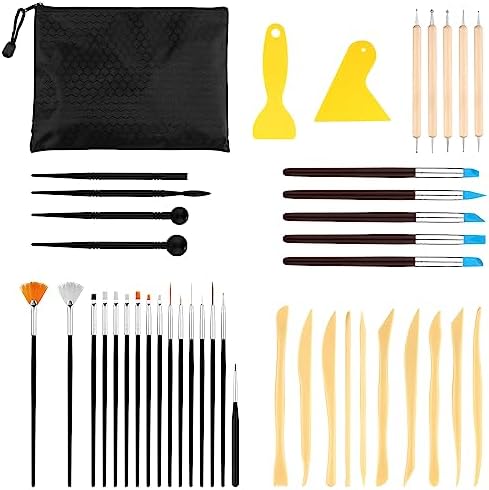 Clay Tools Kit, 42pcs Polymer Clay Tools Set with Storage Bag Modeling ...