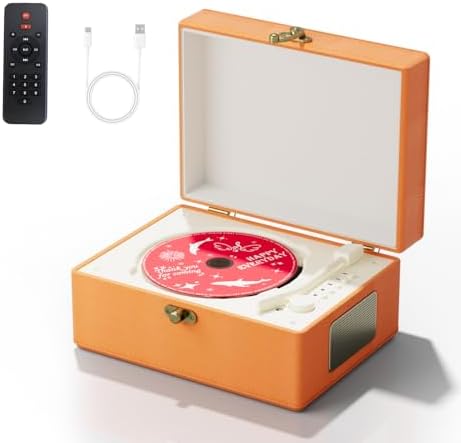 Yintiny Time Music Box CD Player With Speakers For Home (orange ...