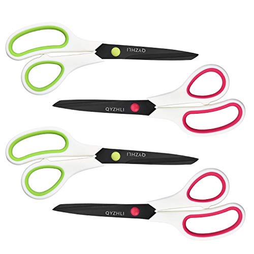 4 Pack Office Scissors- QYZHLI 8 Inch Stainless Steel Office Scissors ...