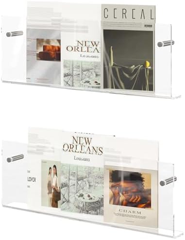 Amazon.com: XOHYW 2 Pack Clear Acrylic Magazine Holder, Wall Mount ...