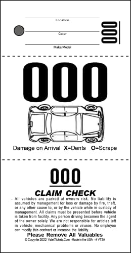 Amazon.com : Rio Salto 3 Part Valet Parking Tickets Perforated ...