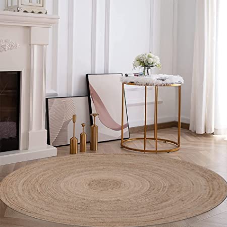 Buy R D Handloom Handwoven Jute Round Rug Carpet, Natural Fibres ...