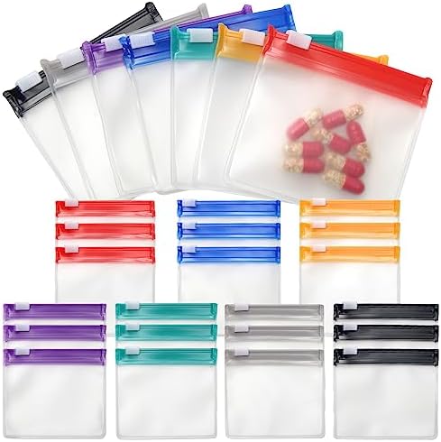 Amazon.com: Sherr 35 Pcs Pill Pouch Bags Zippered Reusable Translucent ...