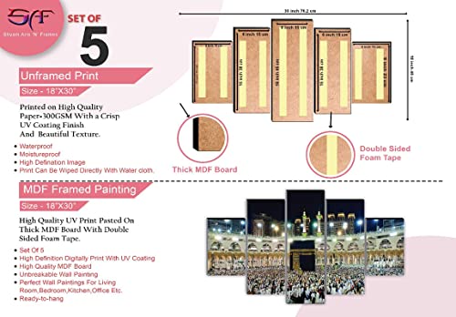 SAF Set of 5 Islamic Haz Makka madina Religious modern art Home ...