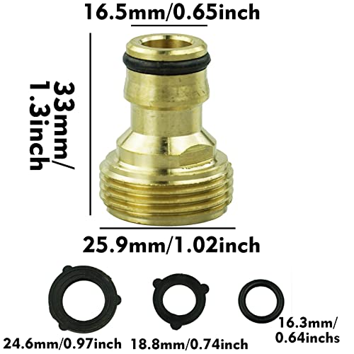 2 Pack Brass Garden Hose Tap Connector,3/4 inch Brass Male Threaded Tap ...