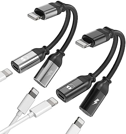 Amazon.com: Iphone Lightning Adapter 2in1 Charger Headphone Splitter ...