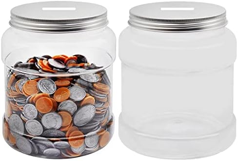 Amazon.com: Yamahiko Large Clear Coin Bank Jar with Slotted Lid, One ...