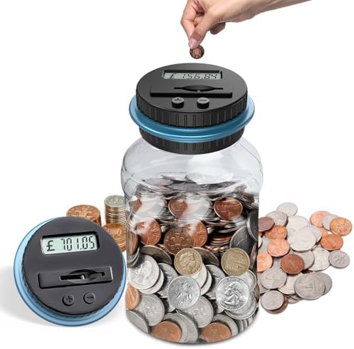 Vinsani Digital Piggy Bank Counter, Automatic UK Coin Counting Jar ...